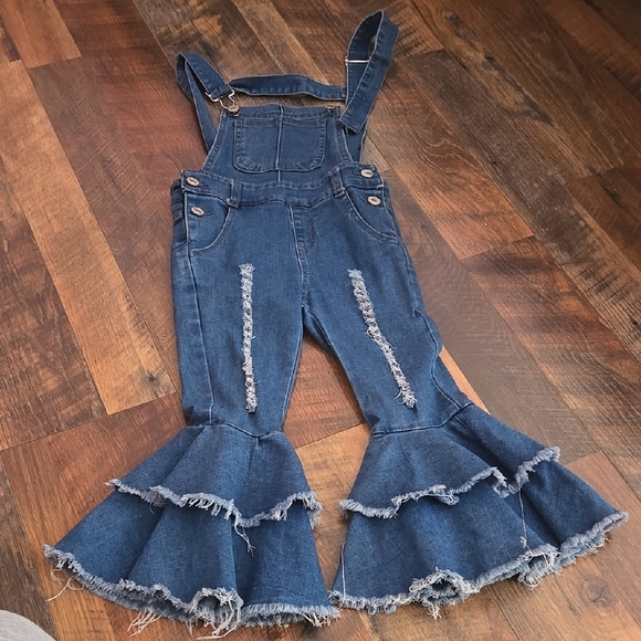 boutique shopped | Bottoms | Stylish Denim Bell Bottom Overalls Size 3 ...